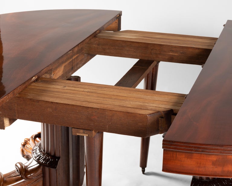 French 1830's Solid Mahogany Extending Dining Table For Sale at 1stDibs