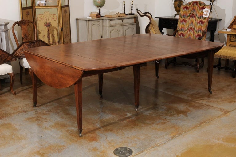 French 1850s Walnut Oval Extension Dining Table with Four Removable ...