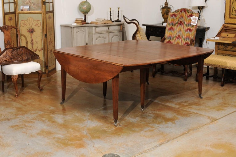 French 1850s Walnut Oval Extension Dining Table with Four Removable ...