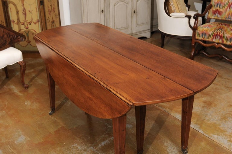 French 1850s Walnut Oval Extension Dining Table with Four Removable ...