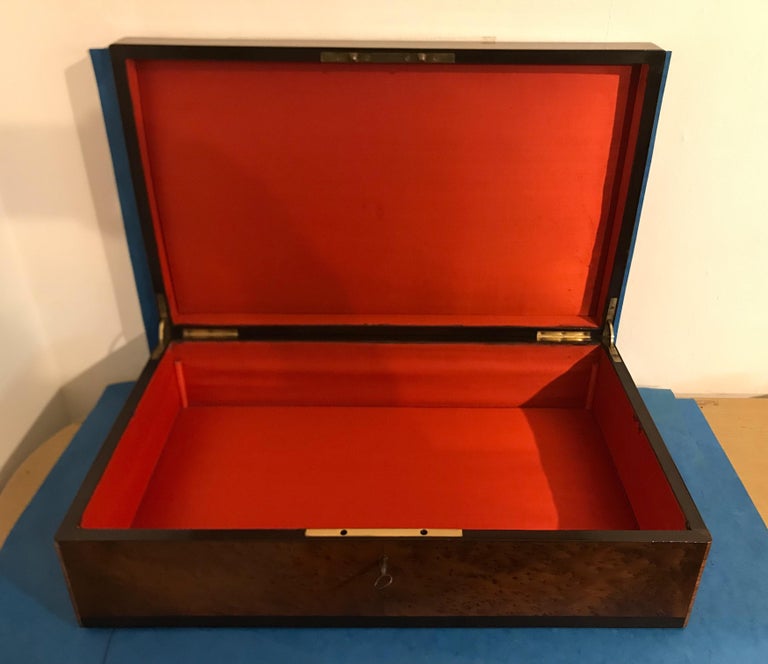 French 1870 Burr Cedar Large Jewellery Trunk at 1stDibs