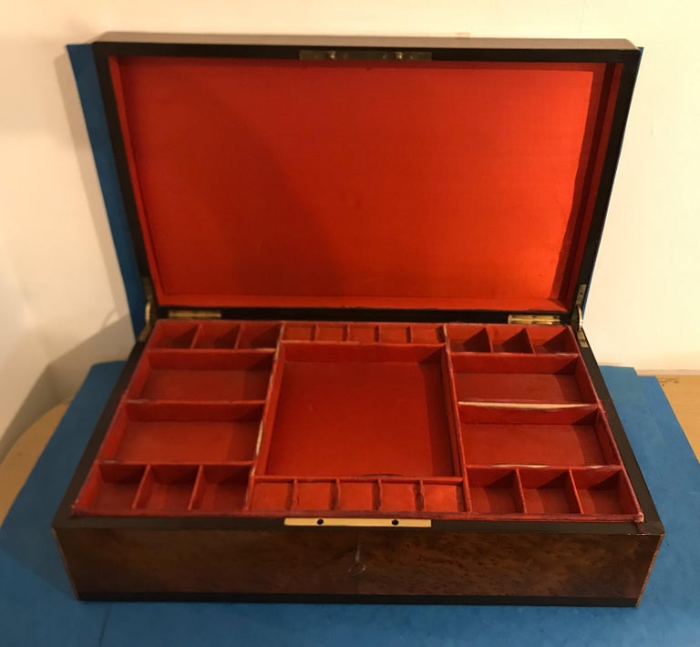 French 1870 Burr Cedar Large Jewellery Trunk at 1stDibs