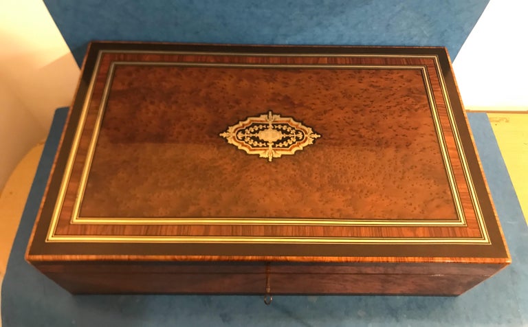 French 1870 Burr Cedar Large Jewellery Trunk at 1stDibs