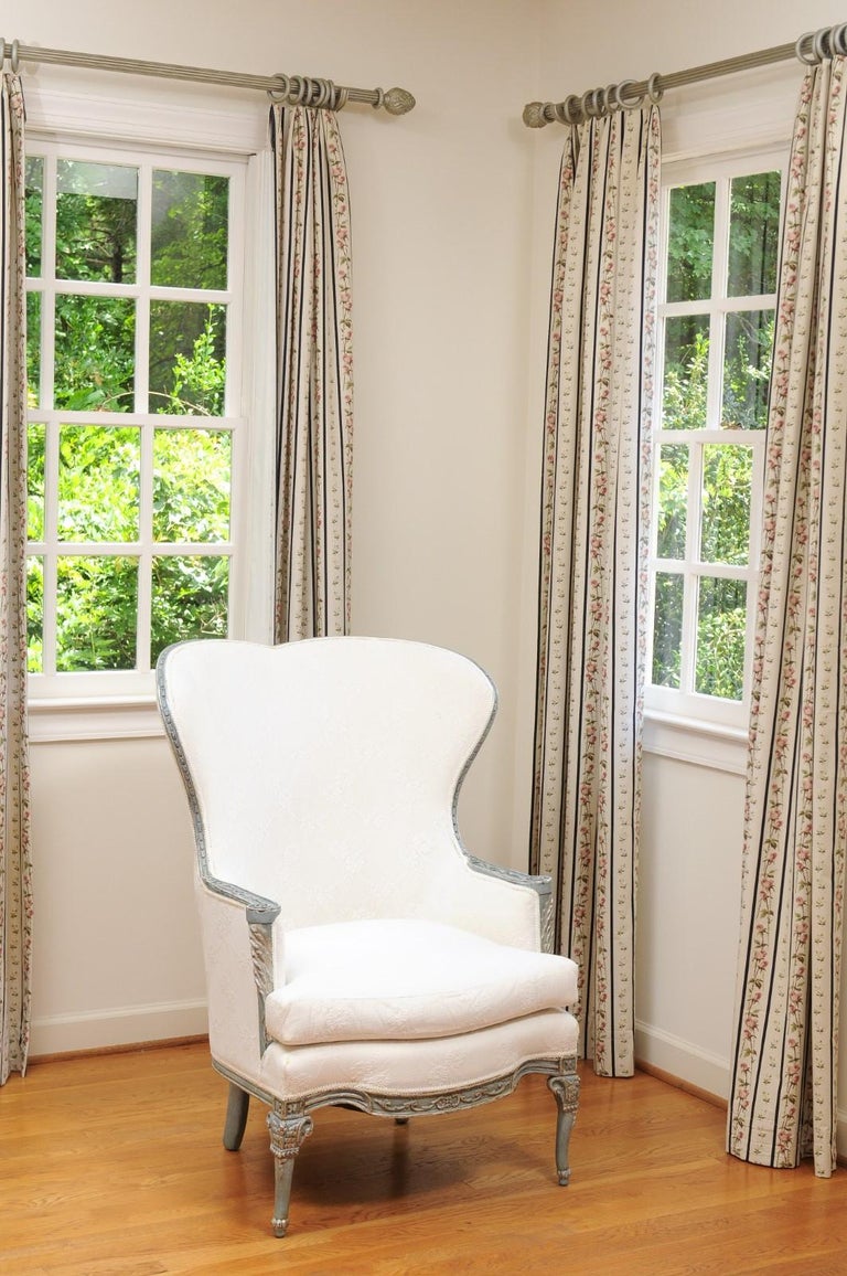 French 1870s Napoleon III Period Wingback Bergère Chair with Carved ...