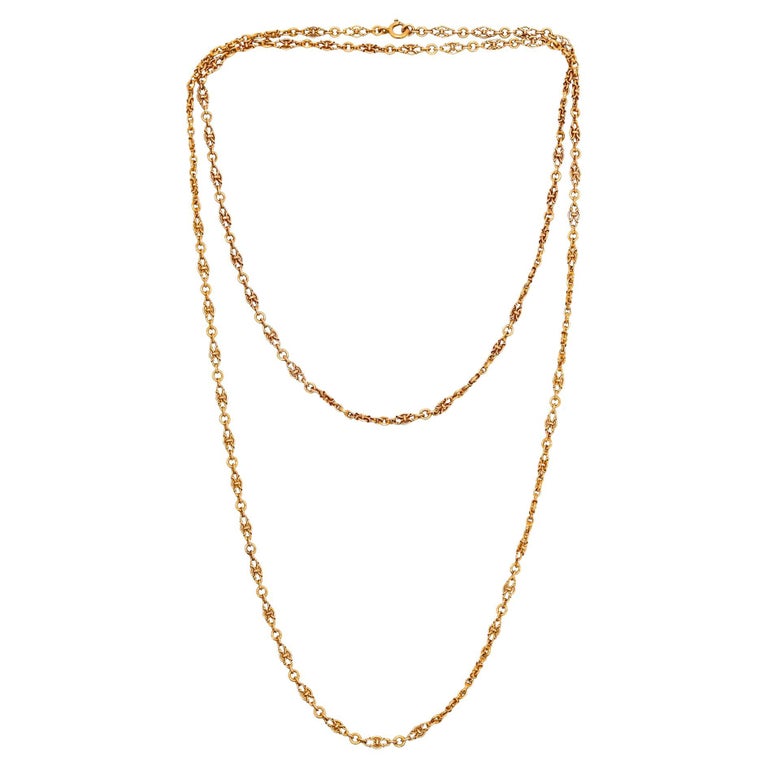French 1890 Neo Classical Quattro-Forms Links Chain in Solid 18Kt ...