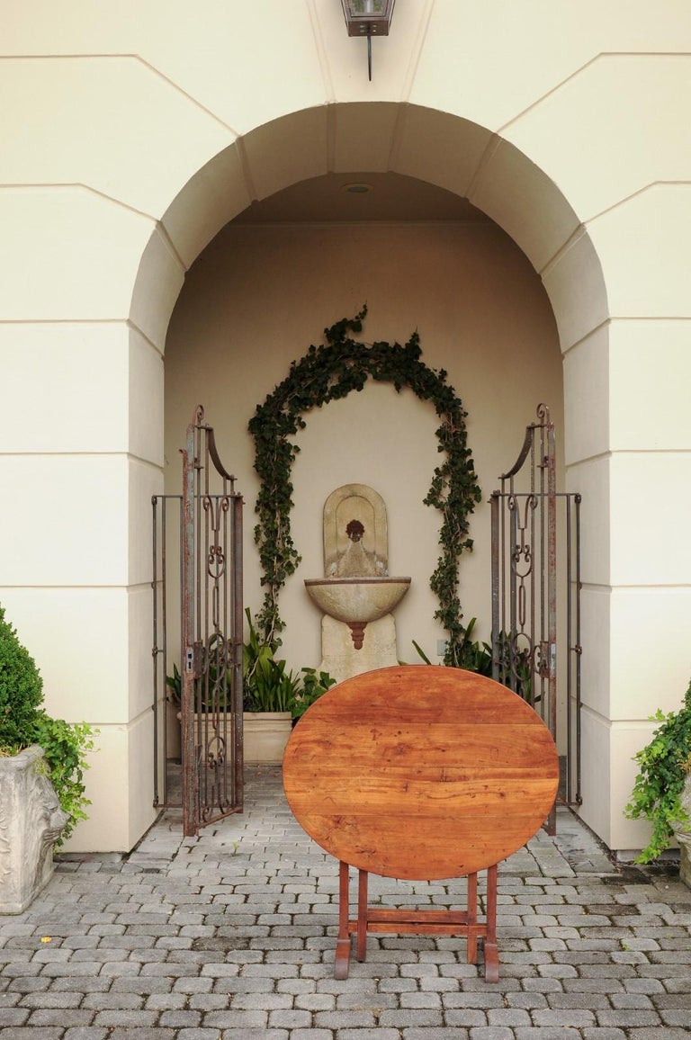 French 1890s Fruitwood Wine Tasting Table with Oval Tilt Top and ...