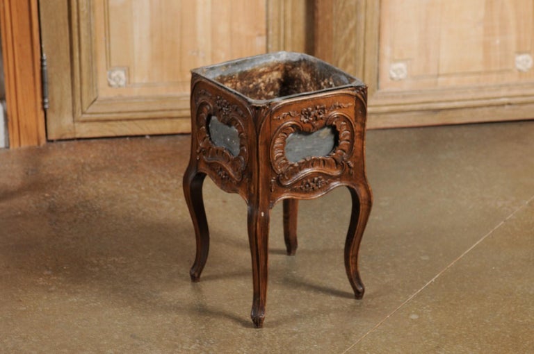 French 1890s Rococo Revival Walnut Planter with Rocailles and Floral ...
