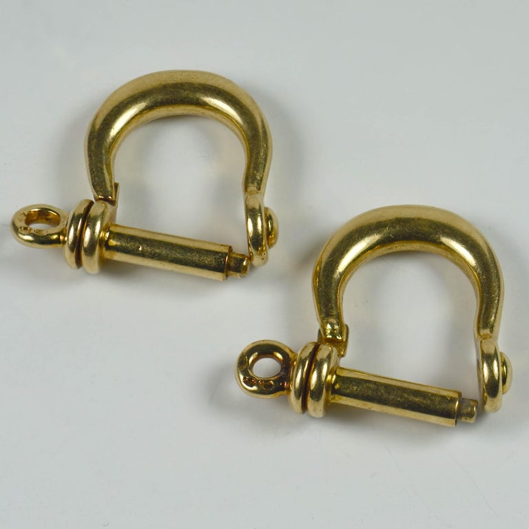 French 18 Karat Gold Boating Shackles Cufflinks at 1stDibs