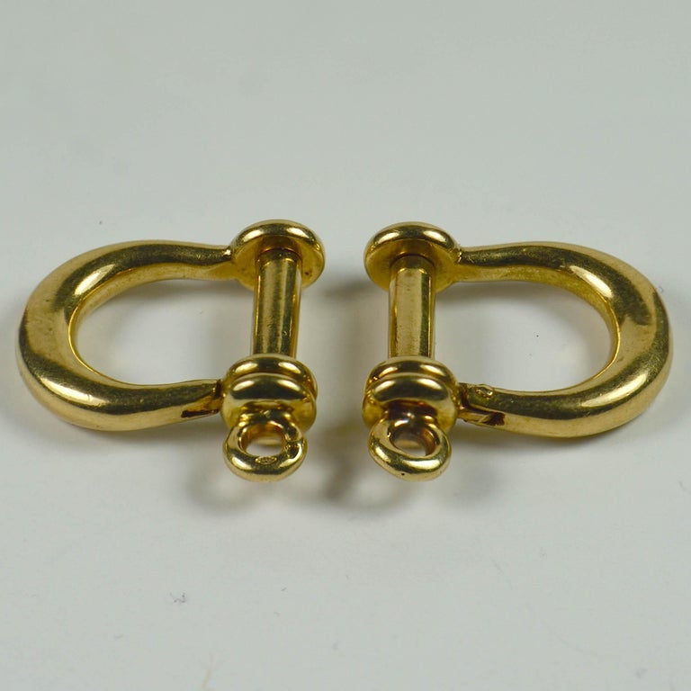 French 18 Karat Gold Boating Shackles Cufflinks at 1stDibs