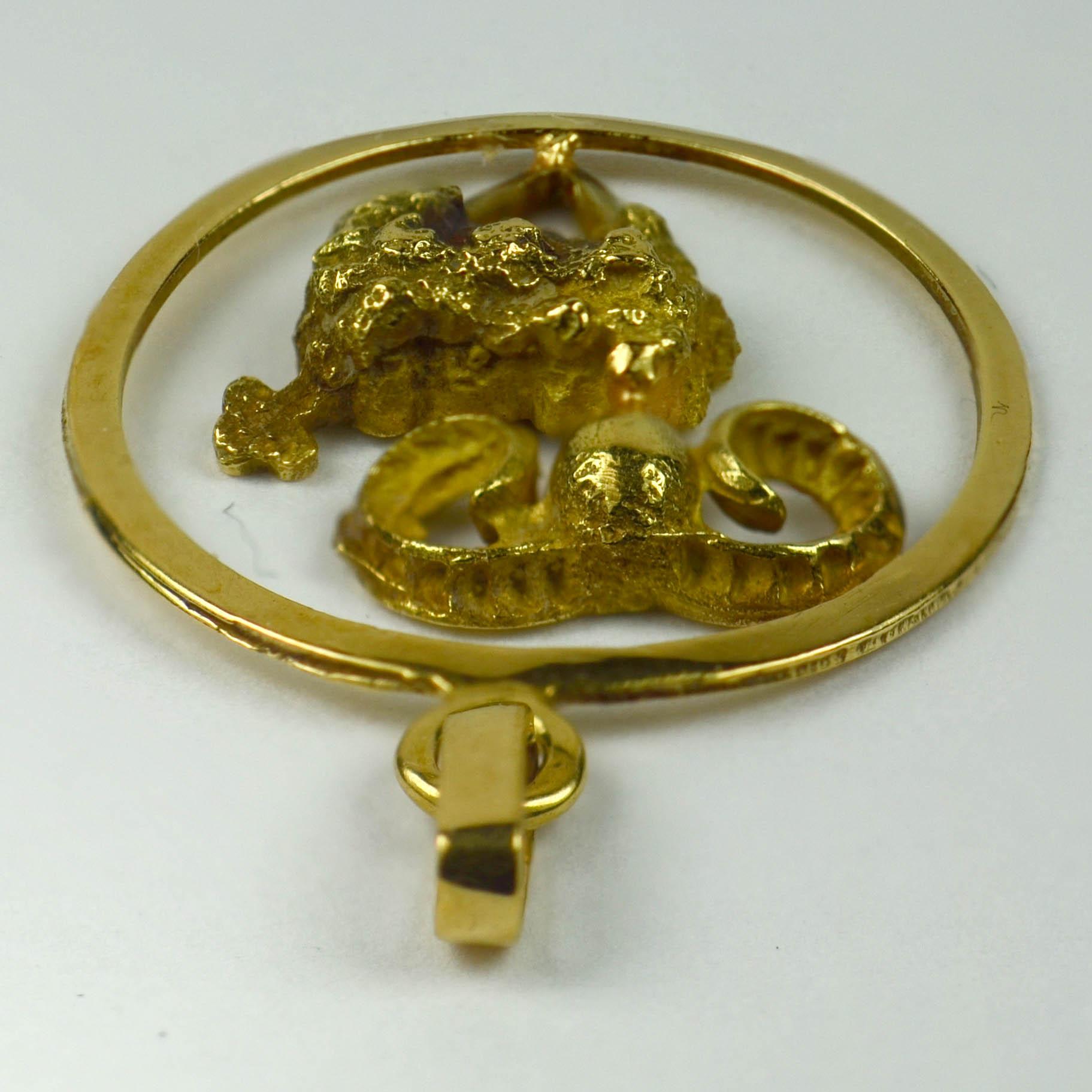 French 18 Karat Yellow Gold Ares Zodiac Charm Pendant For Sale at ...