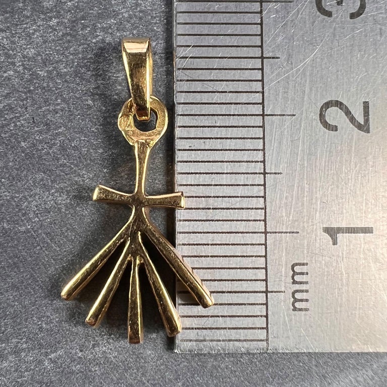 French 18K Yellow Gold Radiating Cross Charm Pendant For Sale at 1stDibs