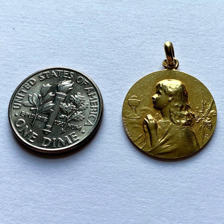 French 18 Karat Yellow Gold Rasumny Wine and Wheat Harvest Charm ...