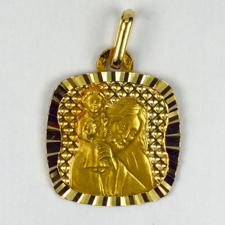 French 18 Karat Yellow Gold Saint Christopher Charm Pendant at 1stDibs