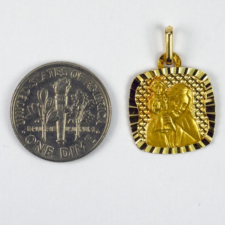 French 18 Karat Yellow Gold Saint Christopher Charm Pendant at 1stDibs