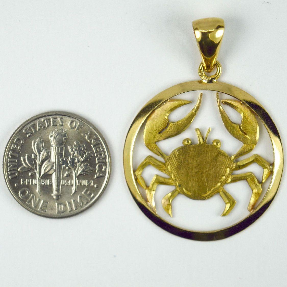 French 18K Yellow Gold Zodiac Cancer Charm Pendant For Sale at 1stDibs