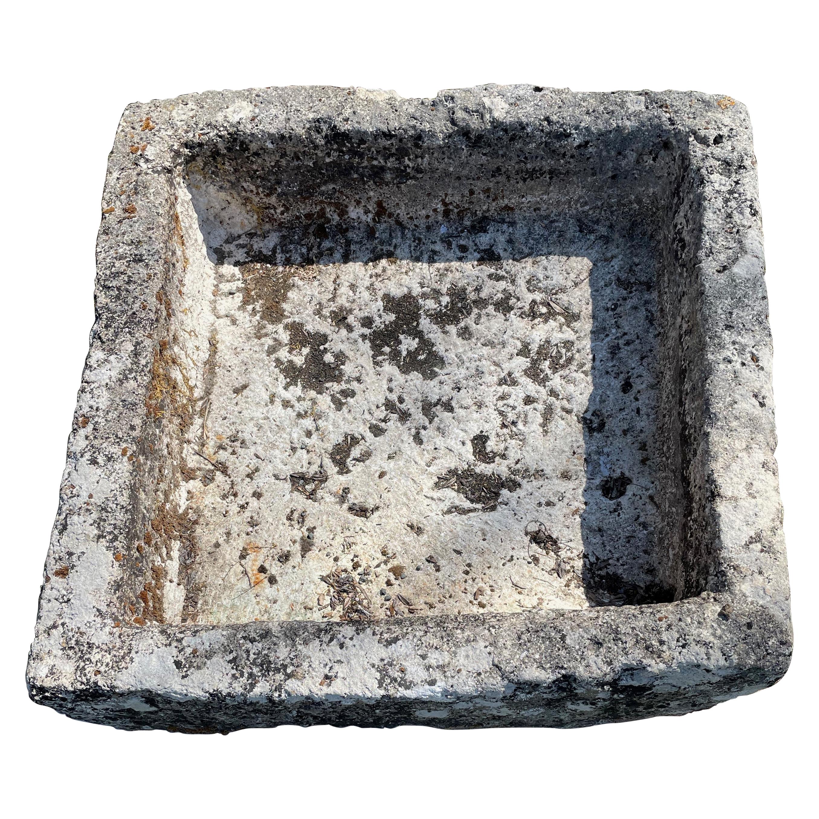 French 18th C Square Hand-Carved Limestone Trough at 1stDibs