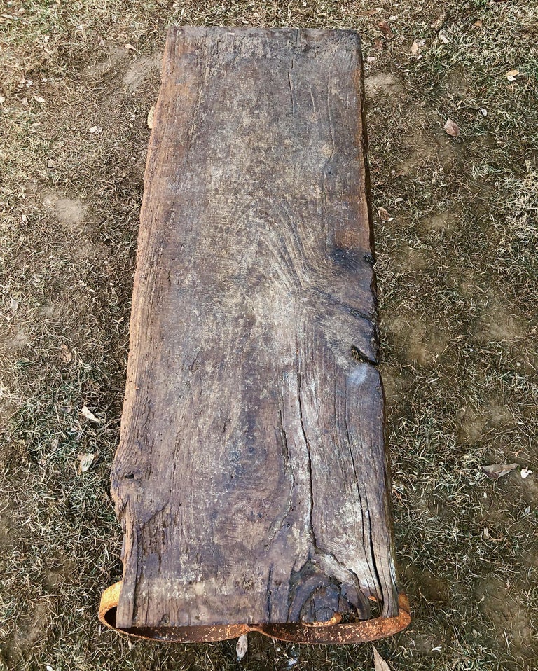 French 18th Century Bench/Coffee Table with Hand Forged Wrought Iron ...
