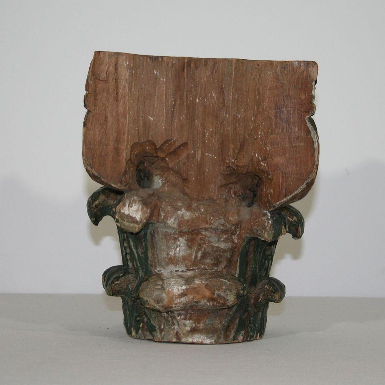 French 18th Century Carved Painted Capital For Sale at 1stDibs