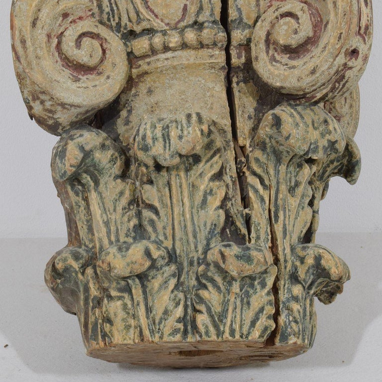 French, 18th Century, Carved Wooden Capital For Sale at 1stDibs