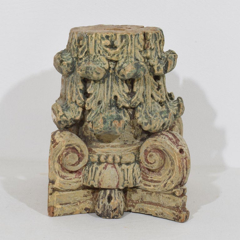French, 18th Century, Carved Wooden Capital For Sale at 1stDibs