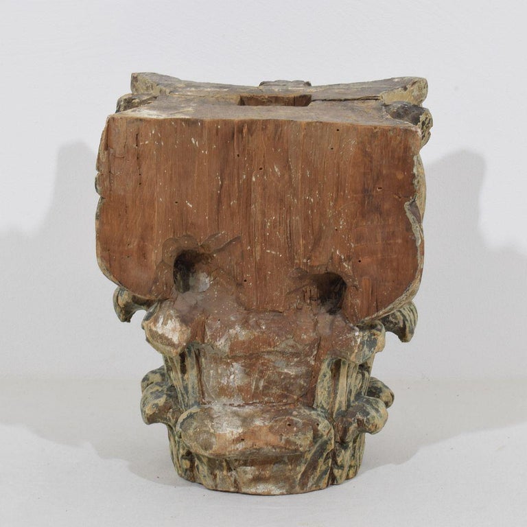 French, 18th Century, Carved Wooden Capital For Sale at 1stDibs