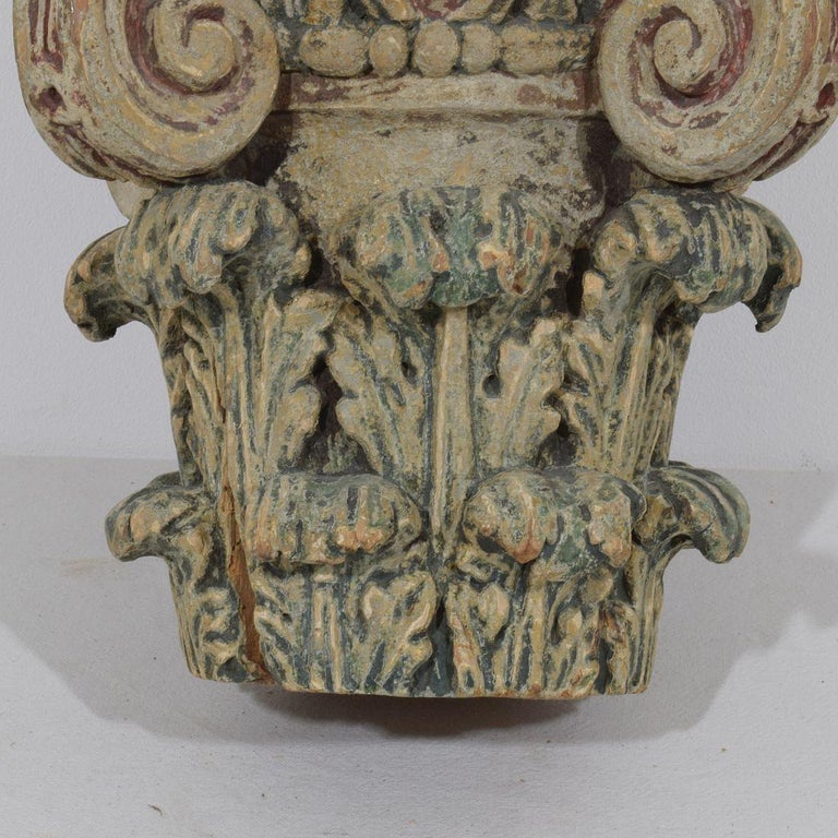 French, 18th Century, Carved Wooden Capital For Sale at 1stDibs