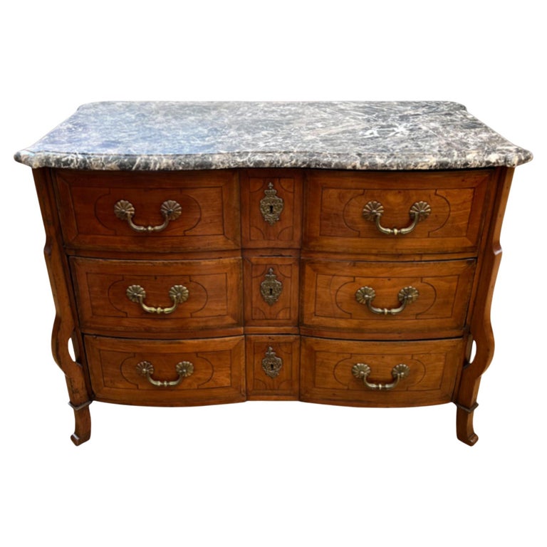 French 18th Century Chest of Drawers with Marble Top For Sale at 1stDibs