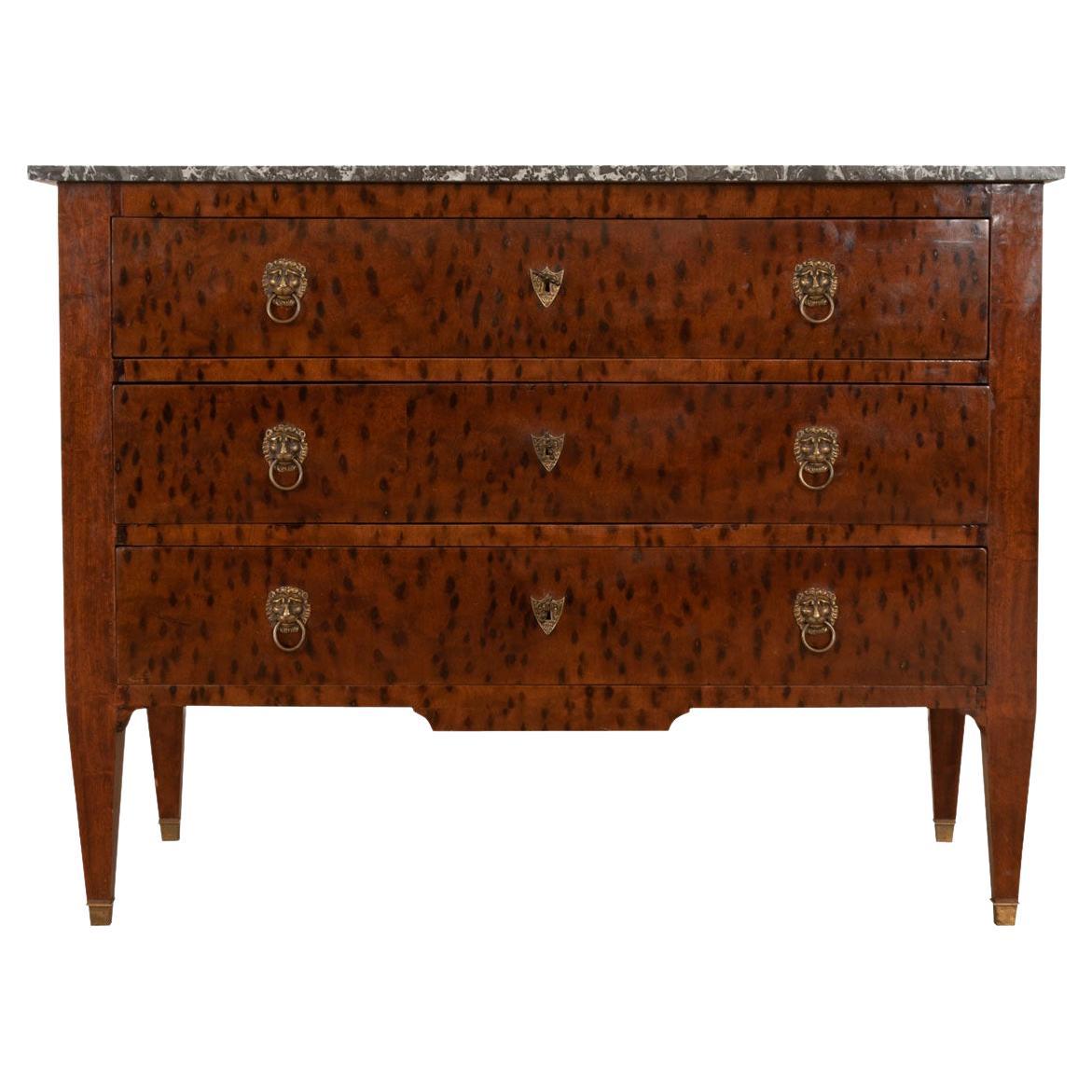 18th Century French Walnut Directoire Comode with Black Belgian Marble ...