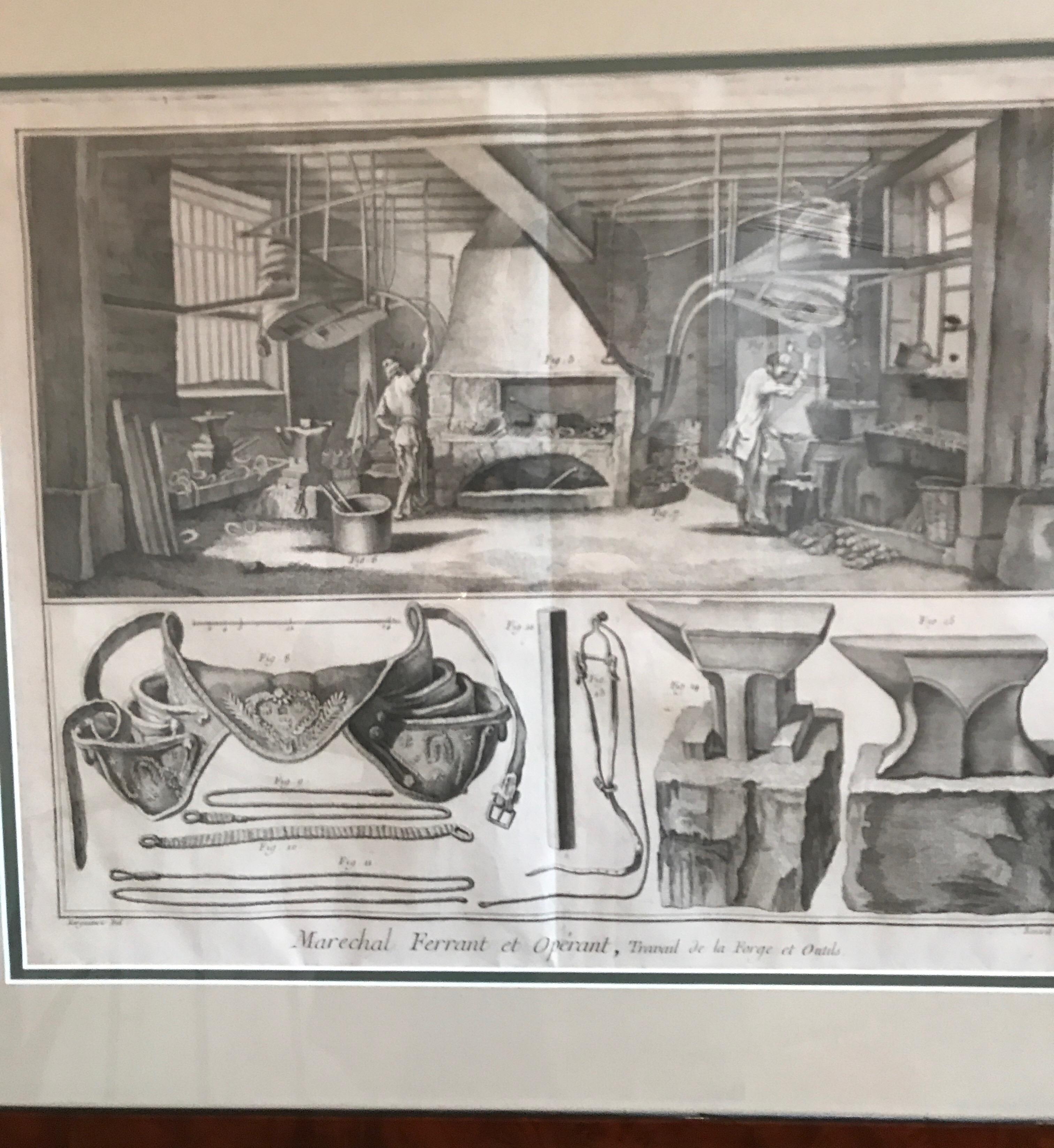 French 18th Century Engraving of the Blacksmiths and their Tools For ...