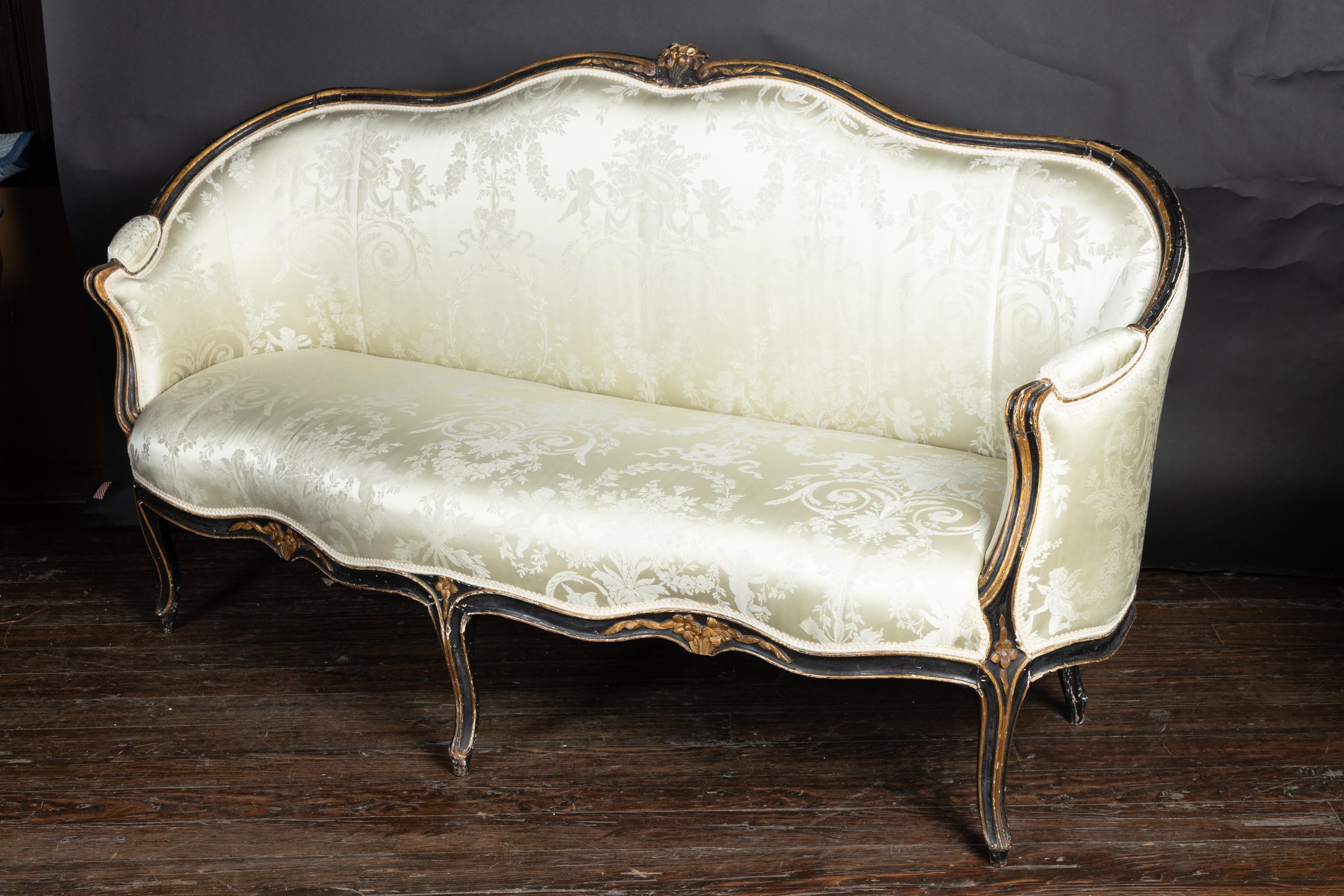 French 18th Century Gilded Sofa attributed to Jacob (set available, sofa 2 of 2) For Sale at 1stDibs