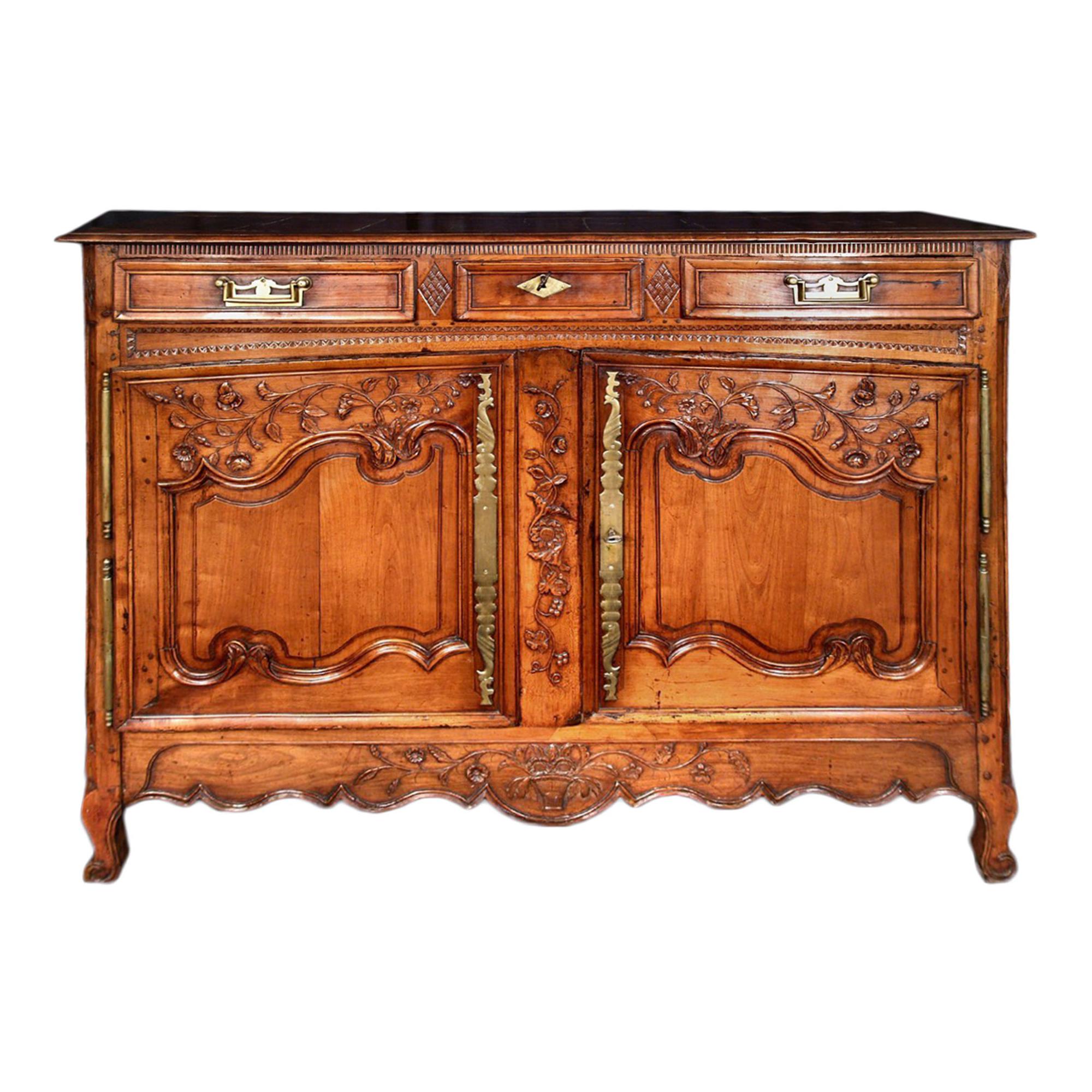 Antique French Louis XV Walnut Buffet For Sale at 1stDibs