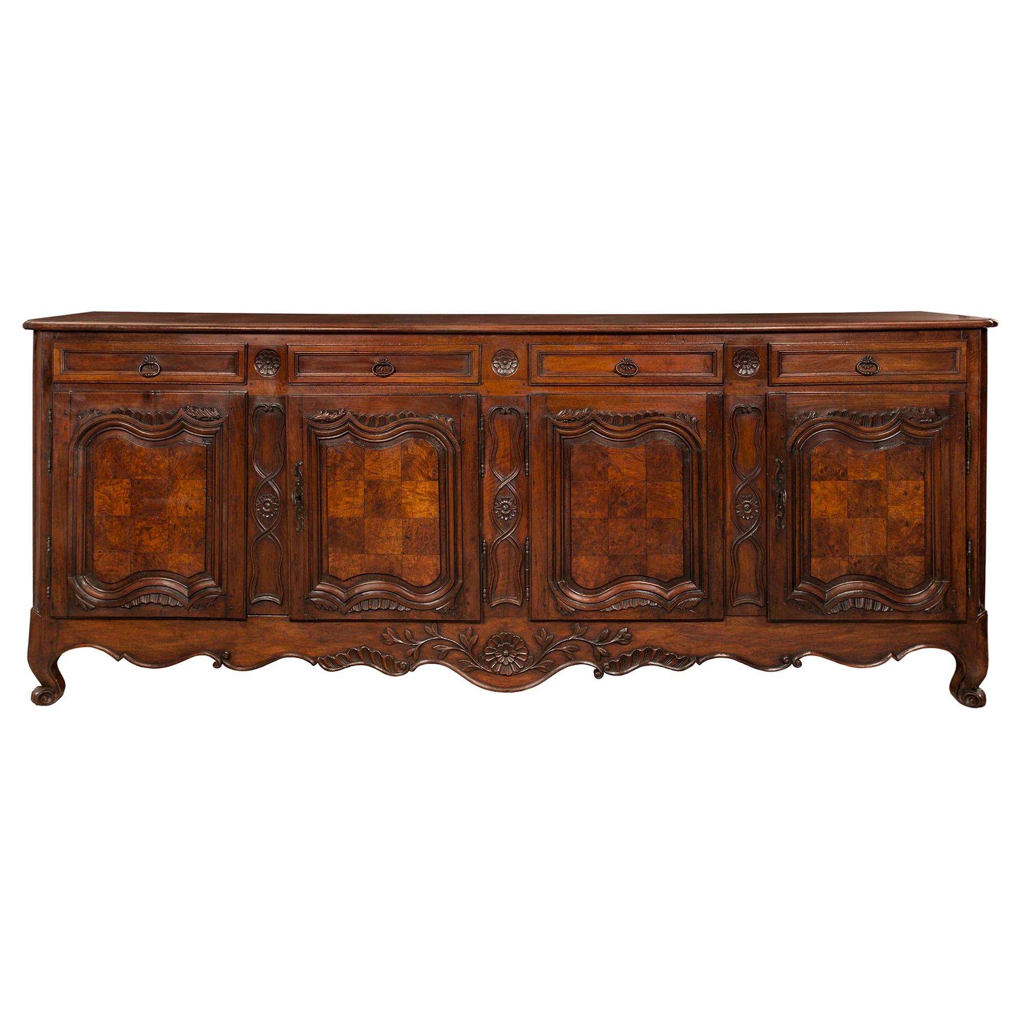Antique French Louis XV Walnut Buffet For Sale at 1stDibs