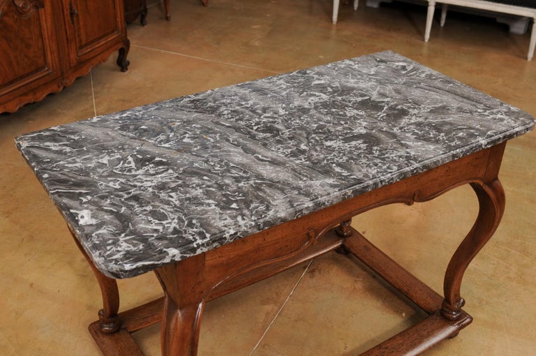 French 18th Century Louis XV Walnut Center Table with Variegated Grey ...