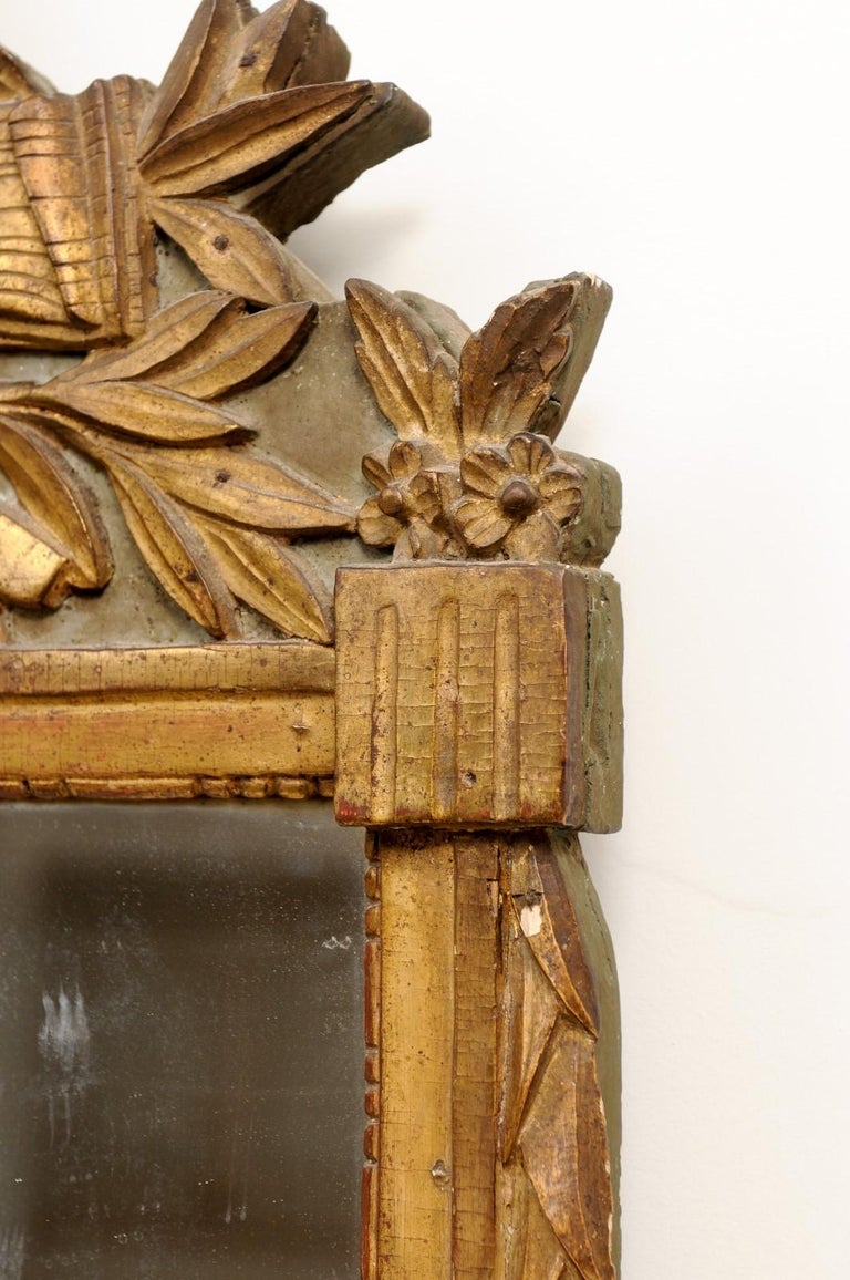 French 18th Century Louis XVI Period Giltwood Mirror with Carved Crest ...