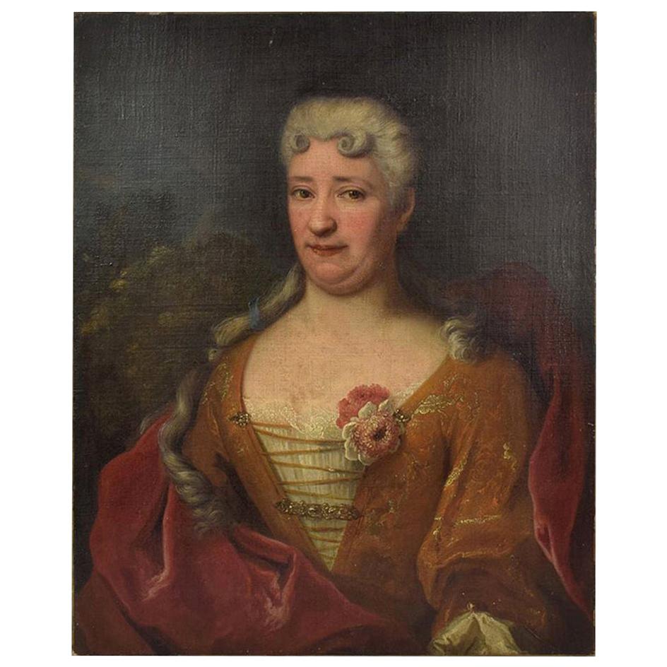 French 18th Century Oil Painting of a Lady at 1stDibs