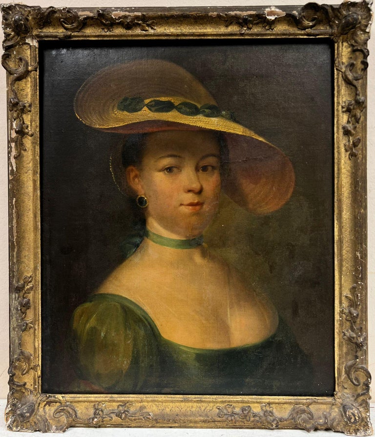 French 18th Century - Très beau portrait aristocratique du 18e siècle d'une jeune femme élégante ...