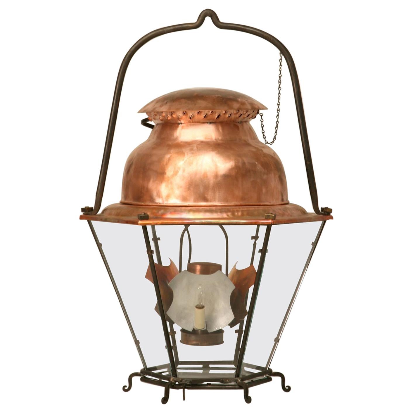 Pair of Antique Copper French Lanterns in the 18th Century Style at 1stDibs