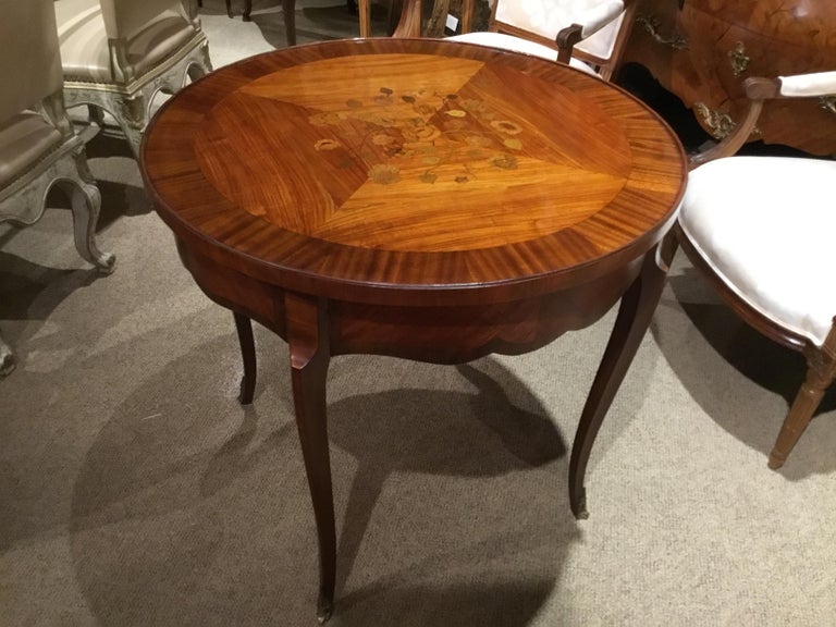 French 19 c. Center Table with Marquetry of Floral Design with Various ...