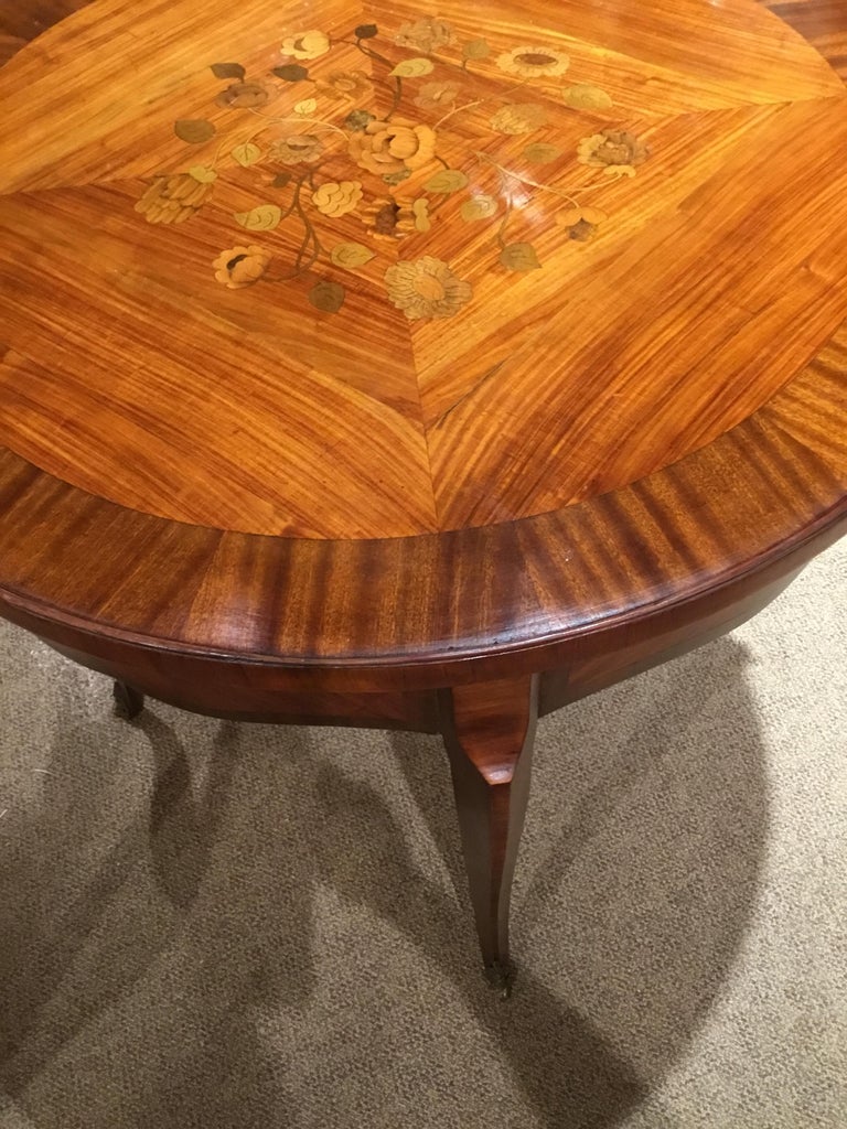 French 19 c. Center Table with Marquetry of Floral Design with Various ...