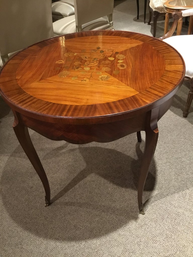 French 19 c. Center Table with Marquetry of Floral Design with Various ...