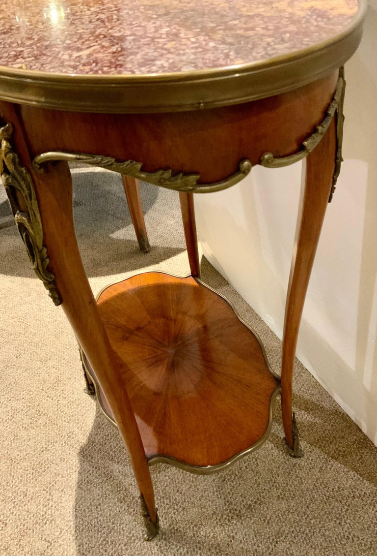 French 19 Th Century Oval Shaped Side Table with Ormolu Banding and ...