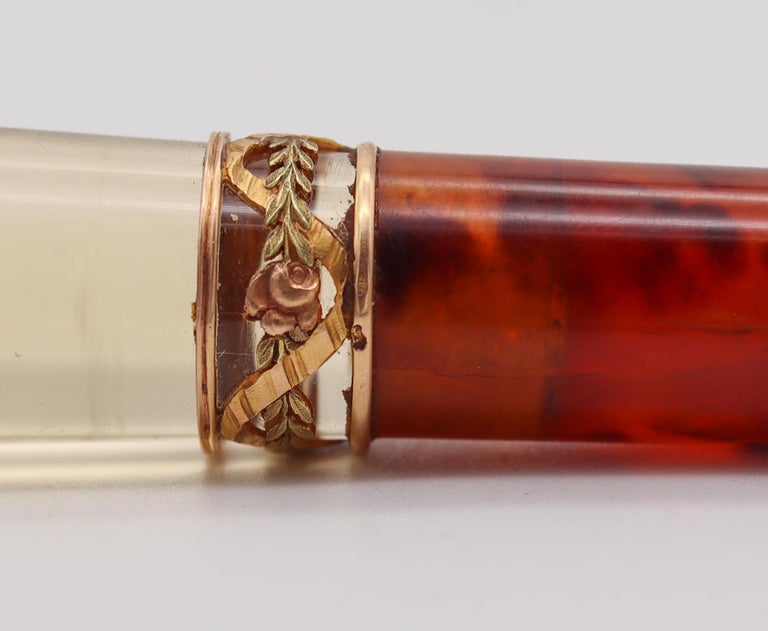 French 1900 Edwardian Tortoise Parasol Handle in 18kt Yellow Gold ...