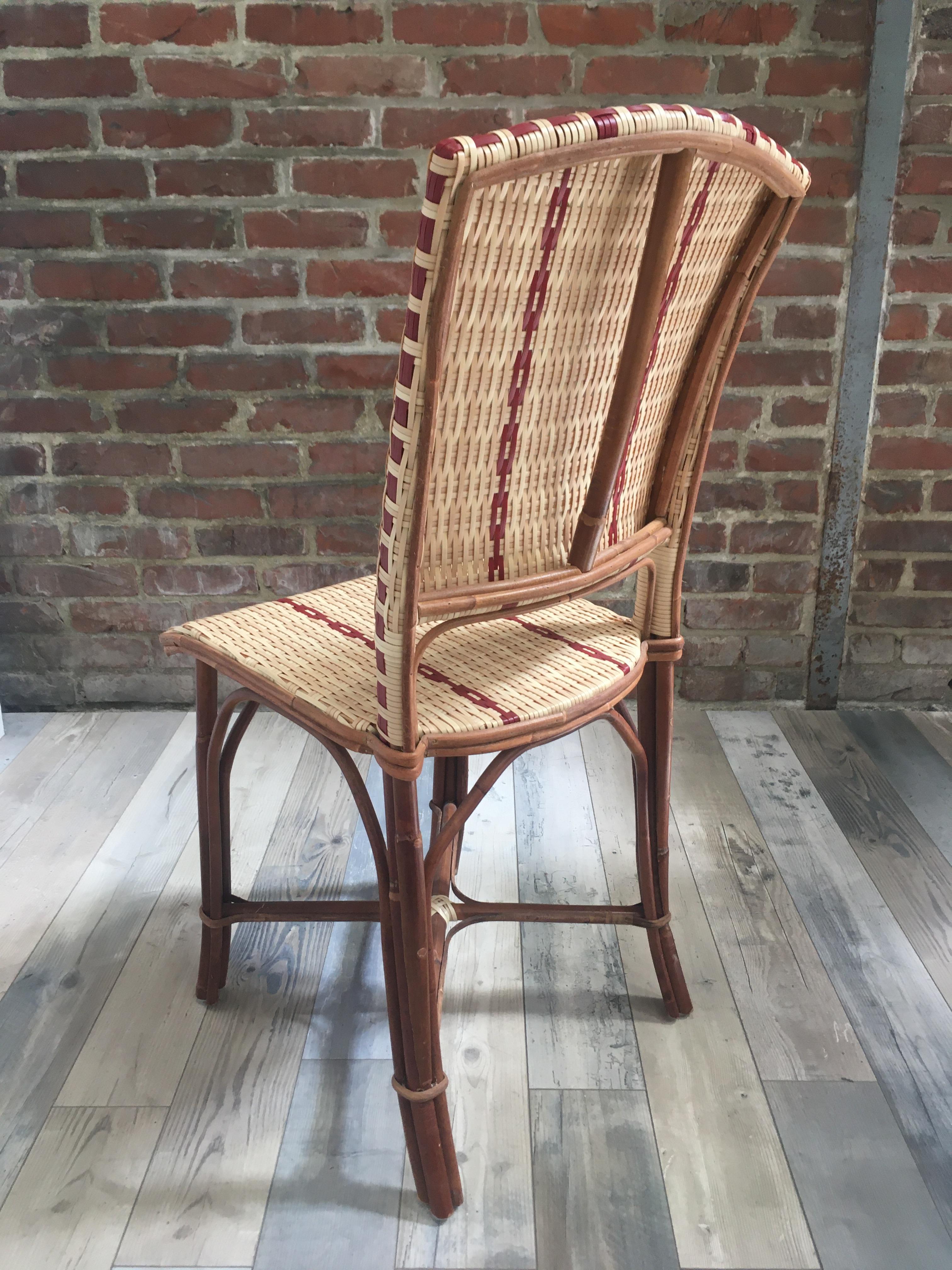 French 1900s Design Bistro Outdoor Chair Rattan and Braided Resin For ...