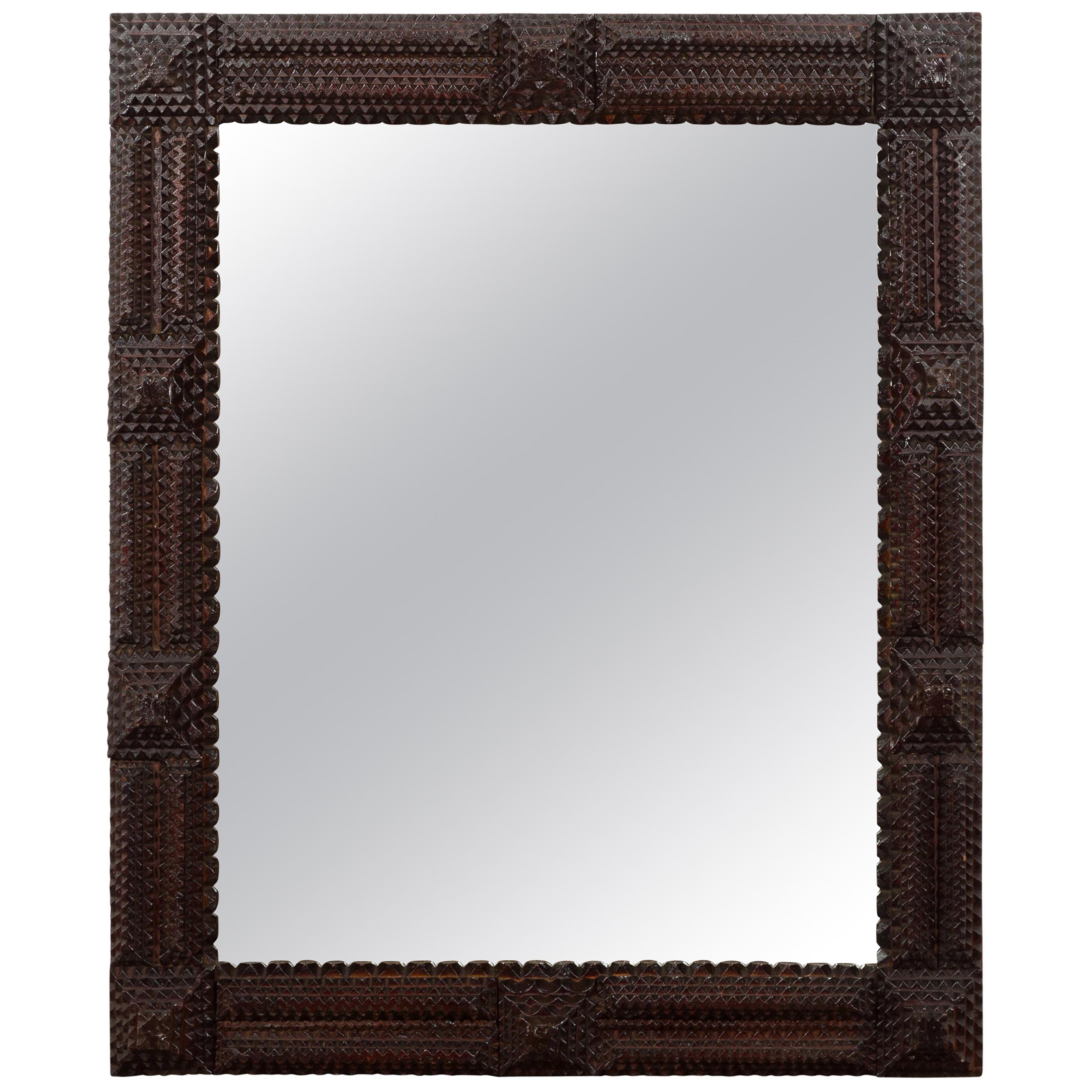 American Folk Art Tramp Art Mirror at 1stDibs