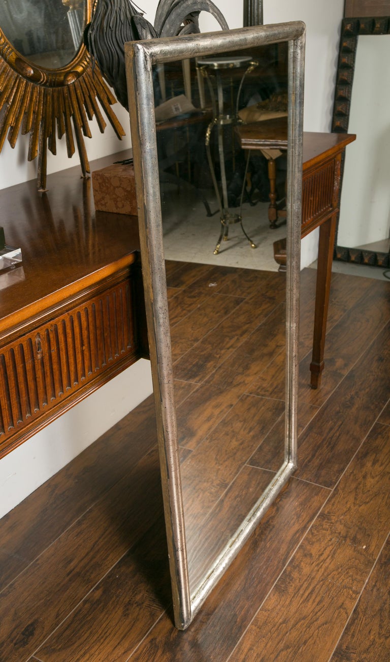 French 1900s Silver Leaf Rectangular Mirror with Weathered Patina at ...