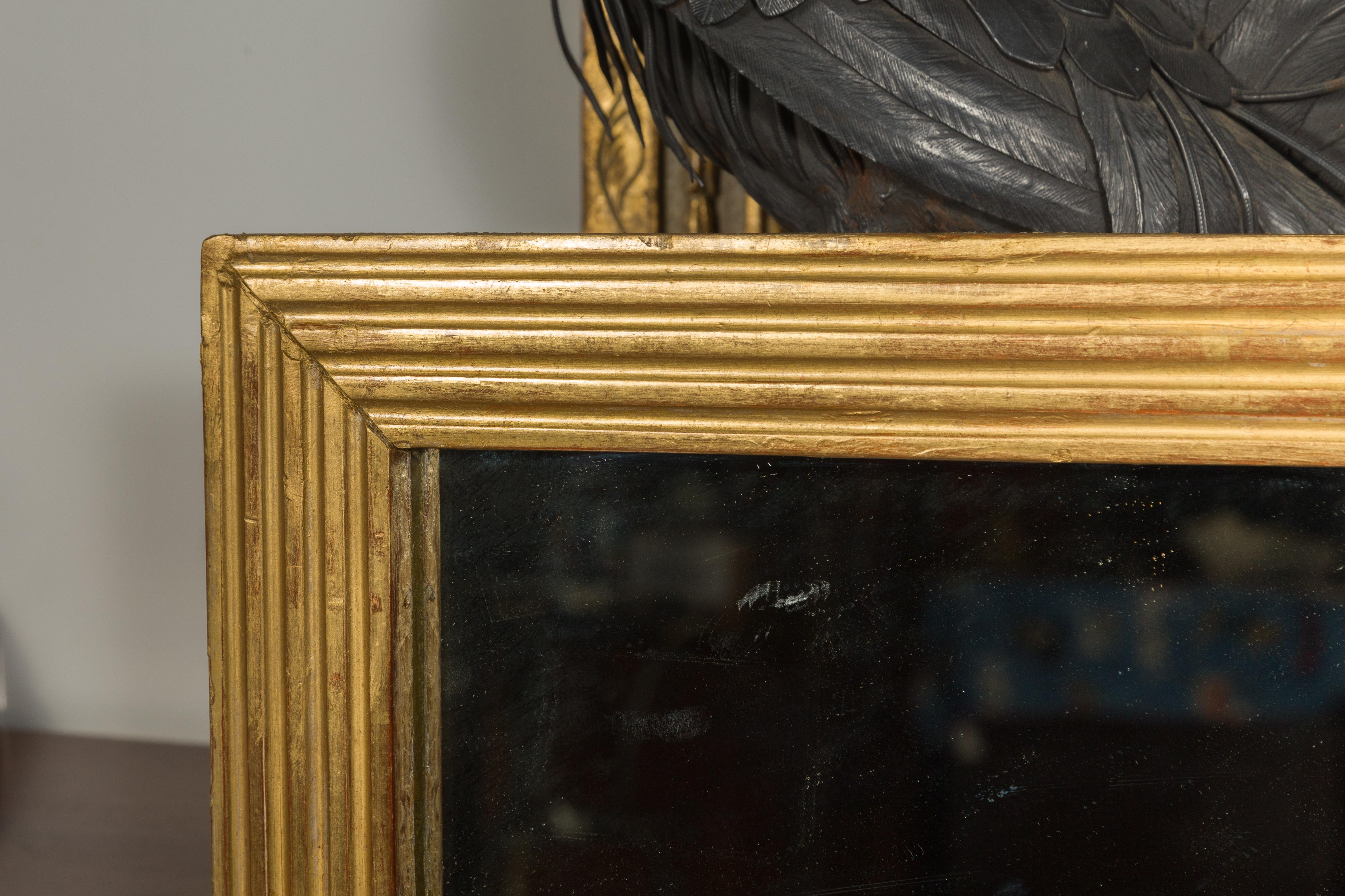 French 1900s Turn of the Century Slender Giltwood Mirror with Reeded ...