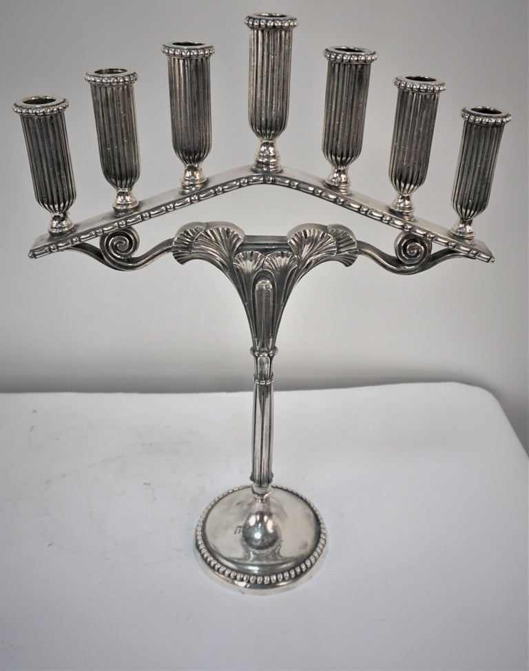 French, 1920's Art Deco Silver Menorah at 1stDibs