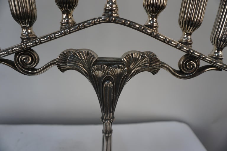 French, 1920's Art Deco Silver Menorah at 1stDibs