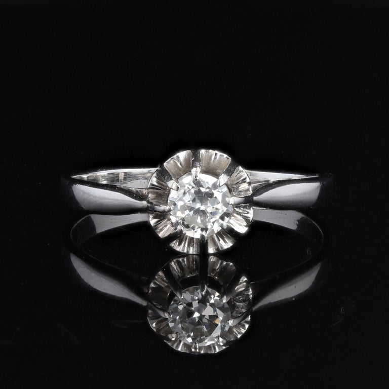French 1920s Diamond 18 Karat White Gold Platinum Art Deco Solitaire ...
