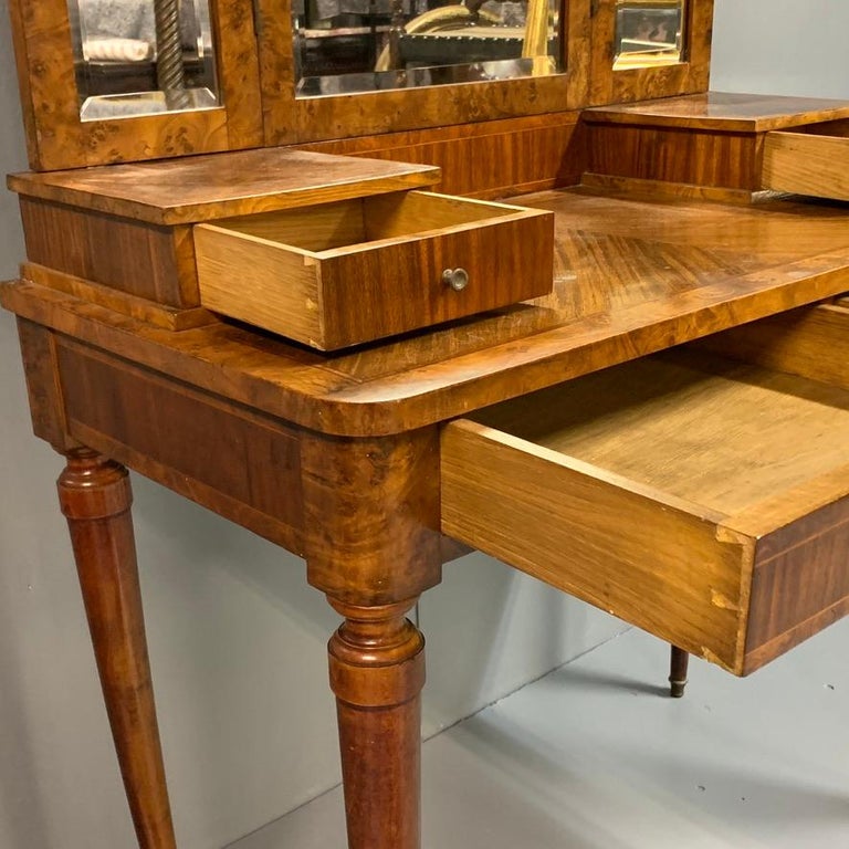 French 1920s Dressing Table with Burr Walnut Banding and Bevelled ...